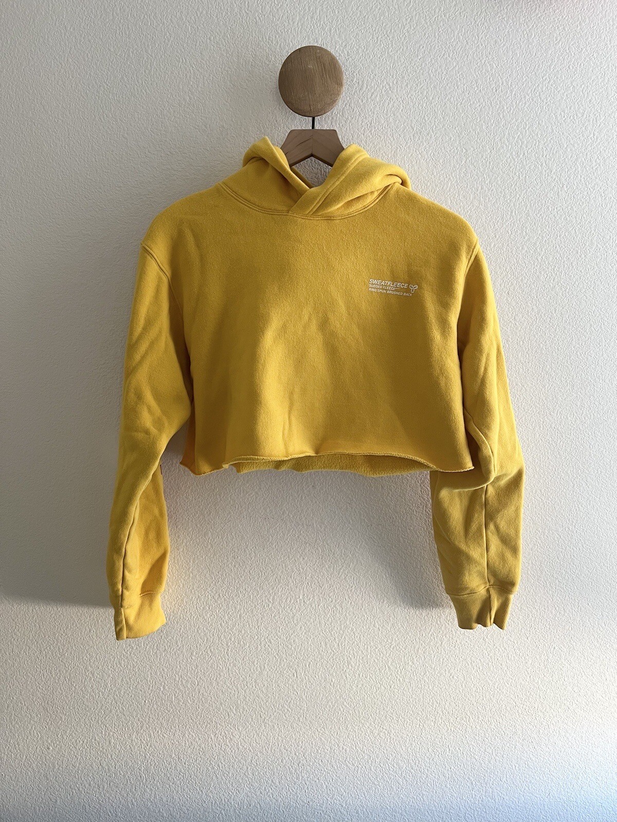 Aritzia TNA Yellow Sweatfleece Cropped Hoodie Size XS | eBay