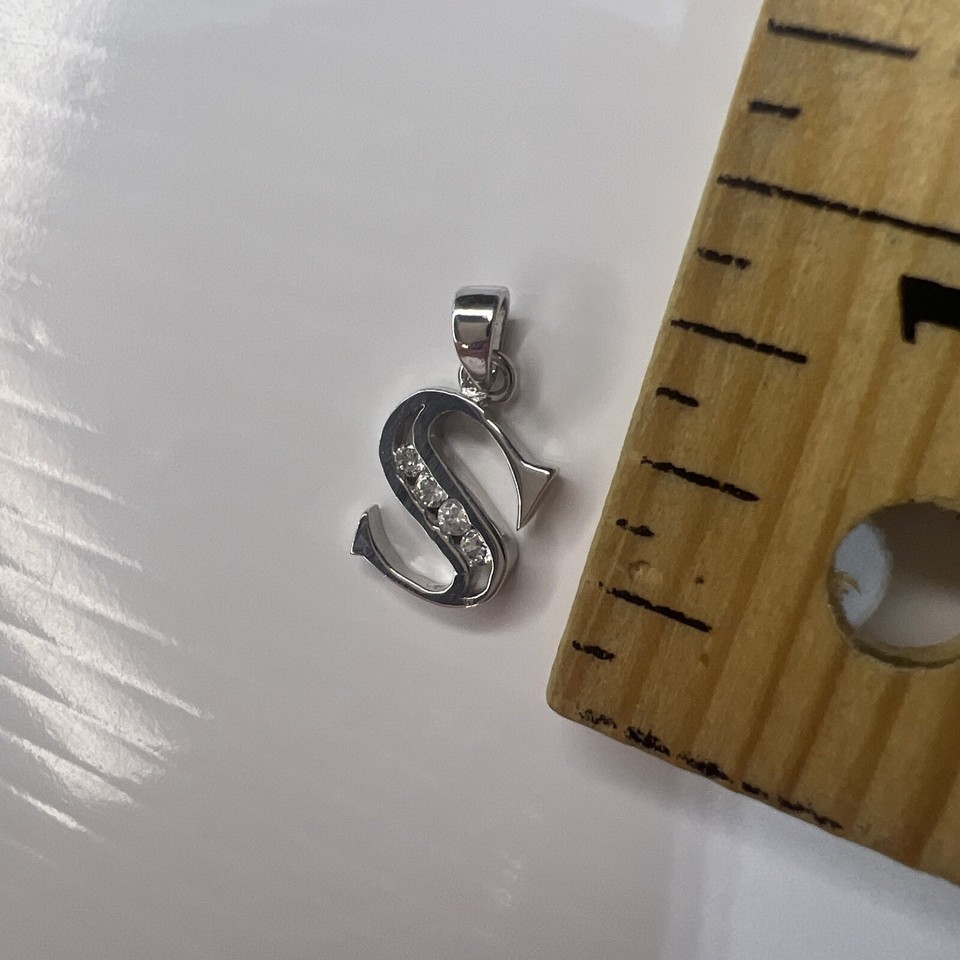 925 Sterling Silver Retro Pendant Cubic Zirconia CZ Letter Initial Uppercase S | eBay