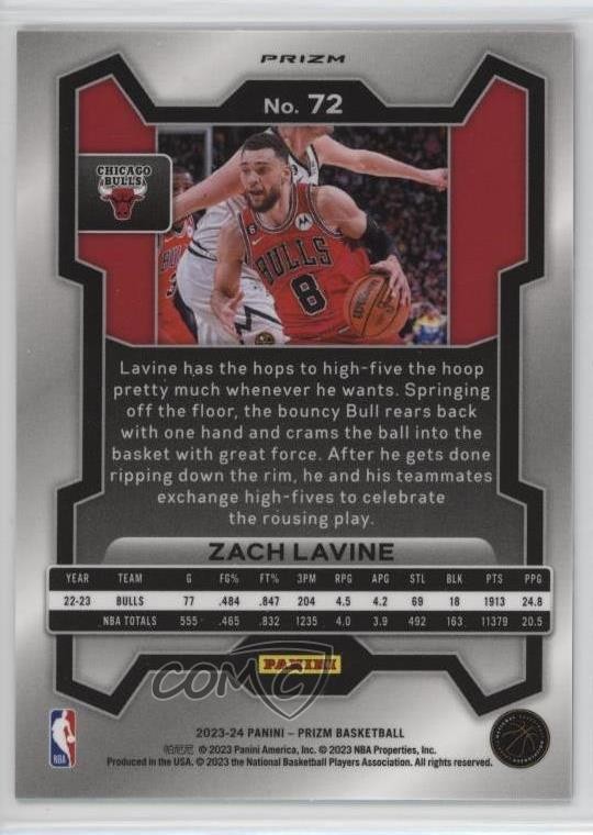 2023-24 Panini Prizm Red White & Blue Prizm Zach LaVine #72 | eBay