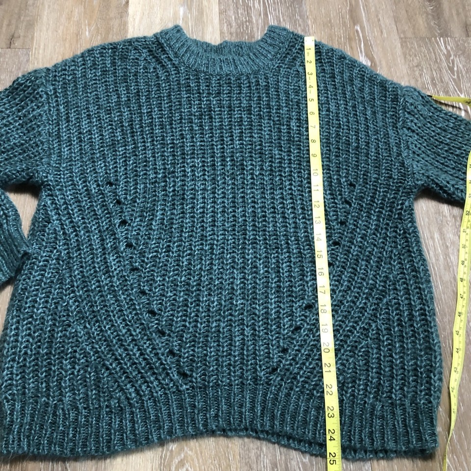 AMERICAN EAGLE Round Neck Long Sleeve Green Pullover Knit Sweater Women ...