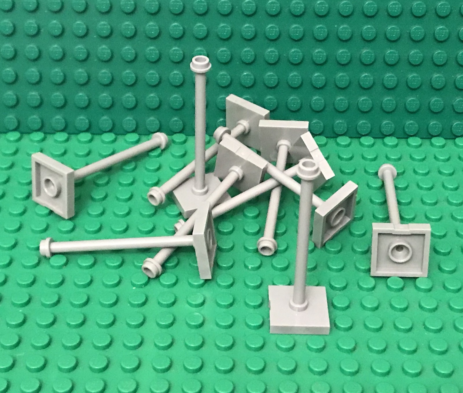 Lego 10 Light Bluish Gray Tile 2x2 Modified With Bar and Stud with Stop ...