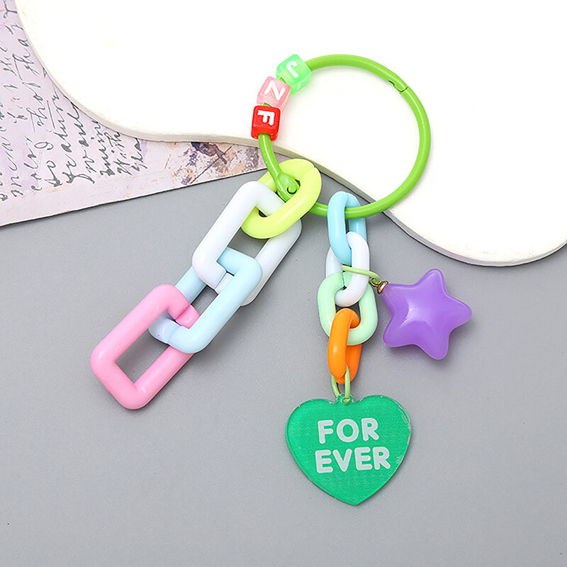 Acrylic Plastic Link Chain Keychain Sweet Creativity Key Ring For Women ...