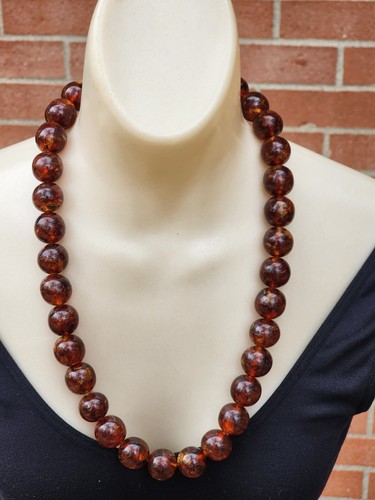 Vtg Pressed? Faux Amber Chunky Lucite? Beaded Statement Necklace No ...