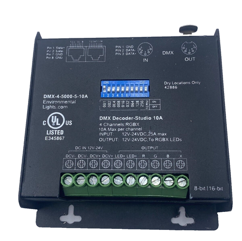 Environmental Lights DMX-4-5000-5-10A DMX Decoder-Studio 10A 4 Channels ...