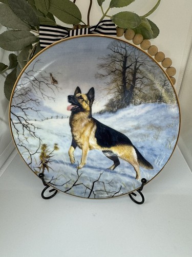 Danbury Mint German Shepherds 8" Dog Plate Good Morning Gold Trim ...