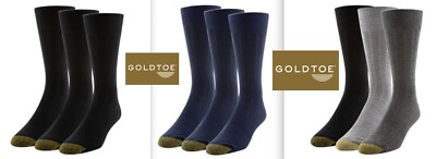 New Gold Toe Men's Extended Size Men's Gold Toe Dress Rib Crew Socks 3 ...
