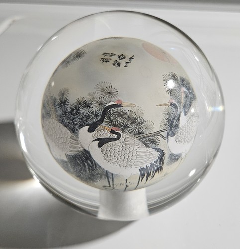 Chinese Reverse Painted Glass Sphere Orb Crane Design | eBay
