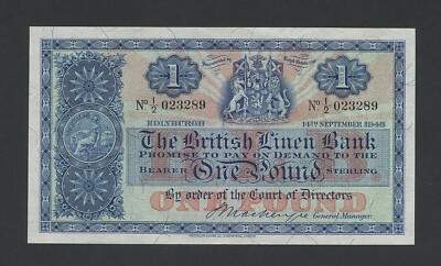 SCOTLAND £1 note 1948 British Linen Bank Uncirculated Banknotes | eBay UK