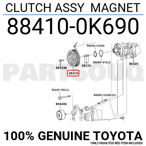 884100K690 Genuine Toyota CLUTCH ASSY MAGNET 88410-0K690 | eBay