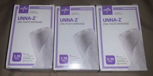 UNNA-Z Zinc Paste Bandage Lot of 3 Packs 3 x 10 Roll Medline Exp 07/ ...