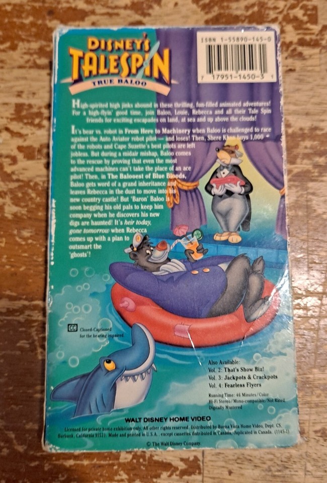 Talespin Series V. 1 - True Baloo (Disney VHS, 1991) 717951145031 | eBay