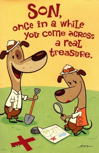 Funny Happy Birthday Son Treasure Map Hunt Hunting Dig Digging Greeting ...