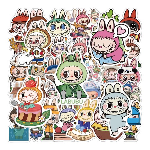 Cartoon Labubu Graffiti Stickers PVC Waterproof Skateboard Notebook Toy ...