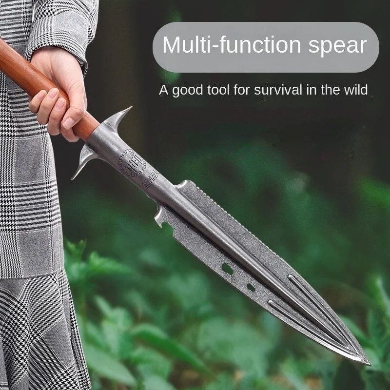 Winged Bear Hog Boar Hunting Head Steel Survival Spear Tips Tool Hunter Knife | eBay