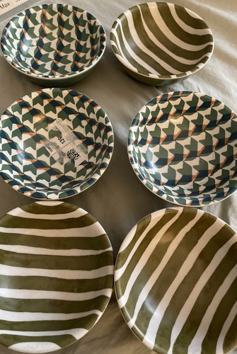 Set/6 Threshold Melamine Geo Stripe Mini Bowls Tasting Dip Charcuterie ...