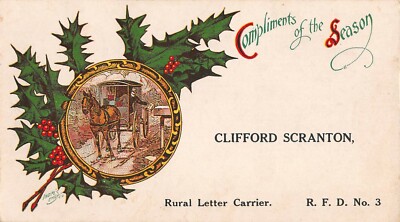 RURAL LETTER CARRIER CLIFFORD SCRANTON'S CHRISTMAS GREETING & POEM, NOT ...