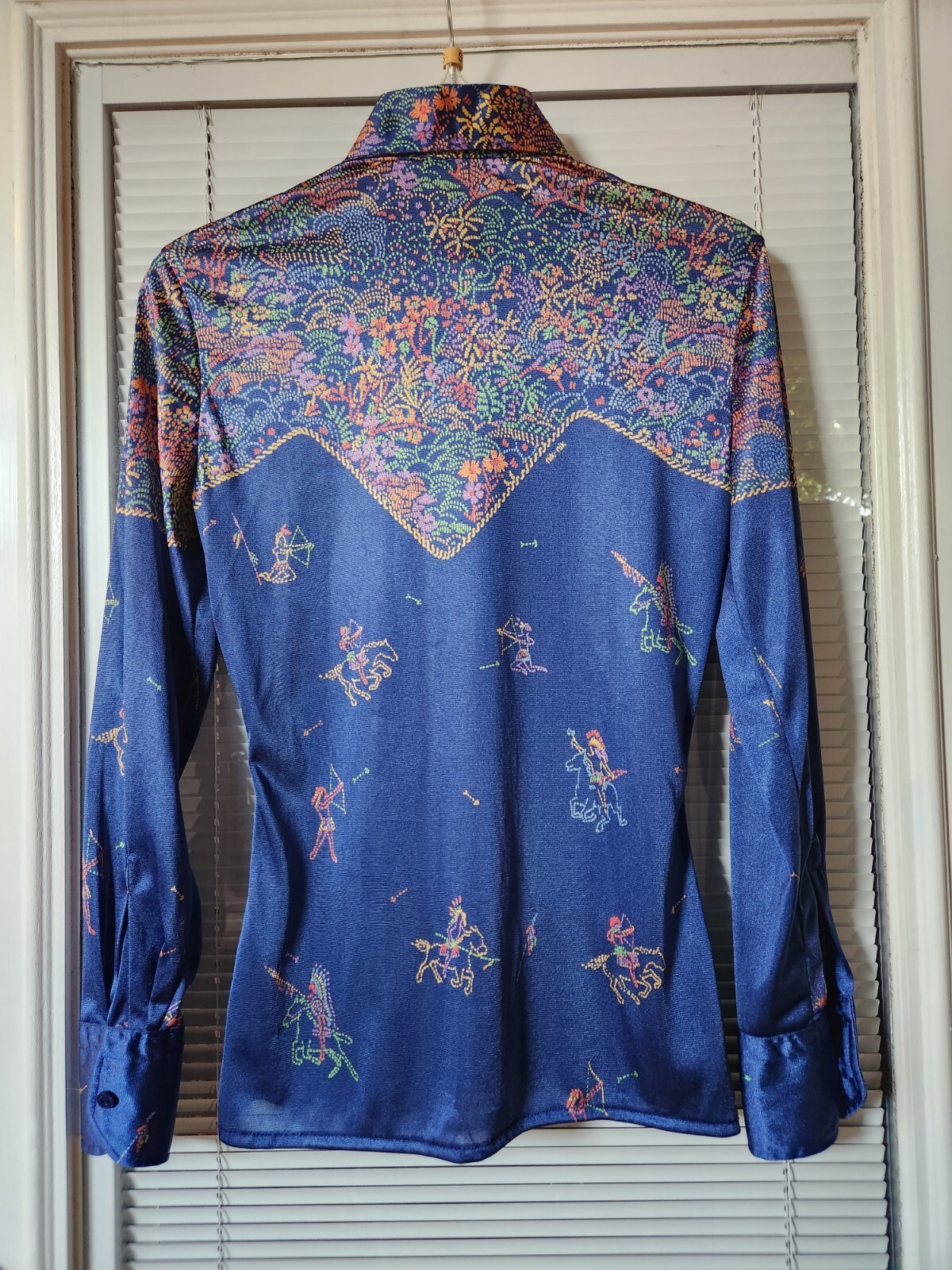VINTAGE 70'S NIK NIK SHIRT ITALY INDIANS ARROWS HORSES XS | eBay