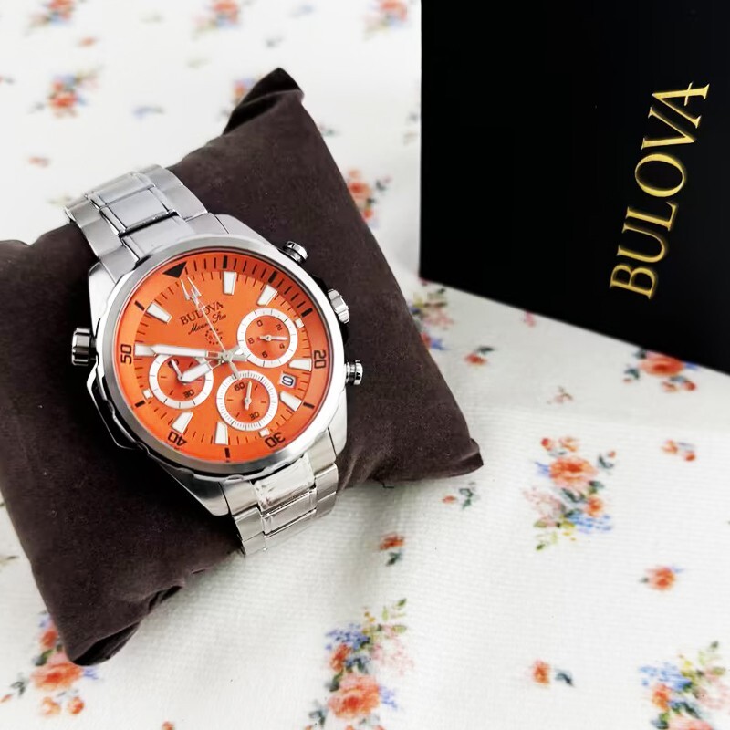 Bulova 96B395 Marine Star Orange Dial Men's Chronograph Quartz Watch ...