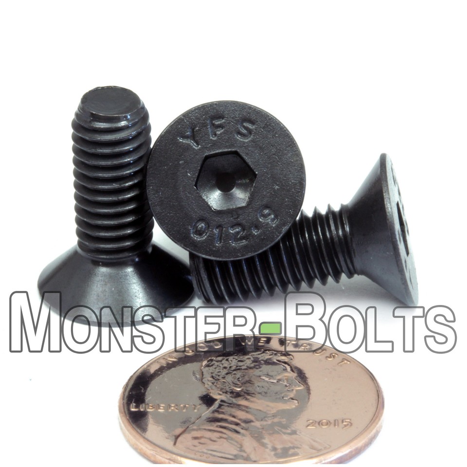 M6 Flat Head Socket Cap Screws, 12.9 Steel w/ Black Oxide DIN 7991, 1.0 ...