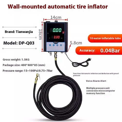 Fully Automatic Tire Inflator Wall-Mounted Digital Display Air Pump ...