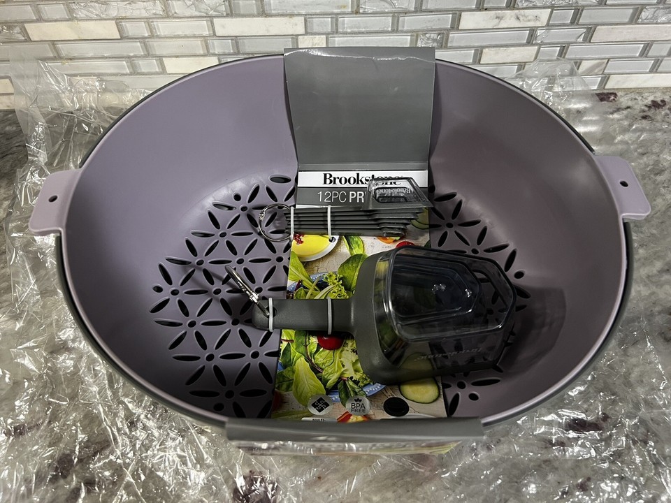 Brookstone 12 Piece Prep Set 5 QT Bowl Strainer Measuring Cups Spoons ...