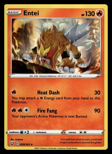 Entei Holo Rare 020/163 SWSH05: Battle Styles Pokemon Card | eBay