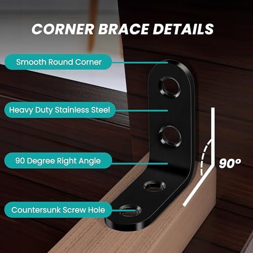 16 Pcs L Brackets Corner Brace 90 Degree Right Angle Metal Bracket for ...
