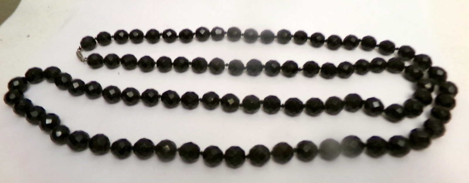 Antique BLACK JET BEAD NECKLACE Long 42" Faceted - Gem