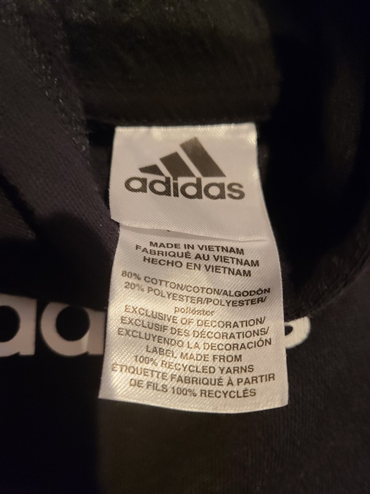 Adidas Hoodie Sweatshirt Boys XL Extra Large 18-20 Black Grey Logo ...