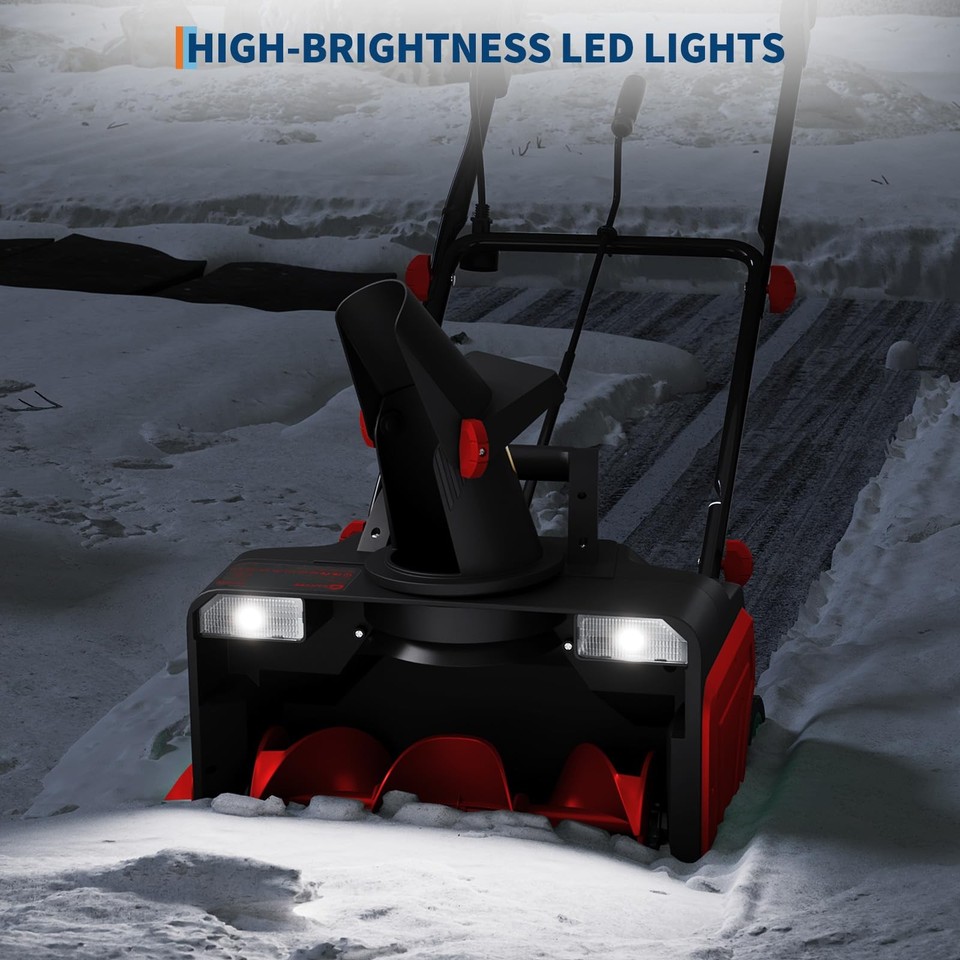 20" Corded Electric Snow Blower 25 ft Snow Throwing Distance with Dual ...