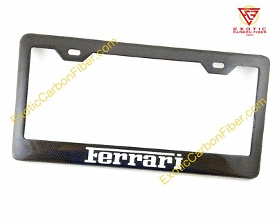 Ferrari White Text in 1x1 Gloss Real Carbon Fiber License Plate Frame ...