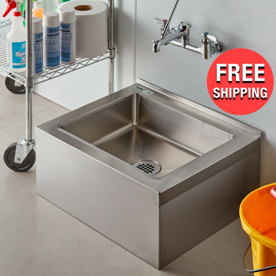 Commercial Stainless Steel Utility Mop Floor Large Compartment Sink ...
