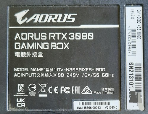 Gigabyte AORUS RTX 3080 GPU Gaming Box,10GB,Waterforce, eGPU ...