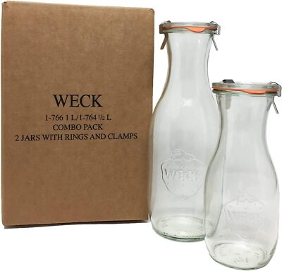 Weck Juice Jar Combo Pack Glass Storage 1L And 1.2L Dishwasher Safe ...