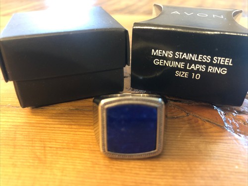 Avon Mens Stainless Steel Lapis Ring Size 10 New In Gift Box | eBay