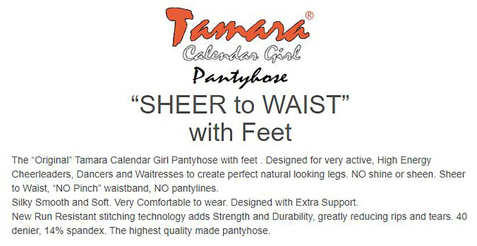 TAMARA PANTYHOSE Hooters STW Stockings/Hosiery/Nylons Sizes B C D Q XL ...