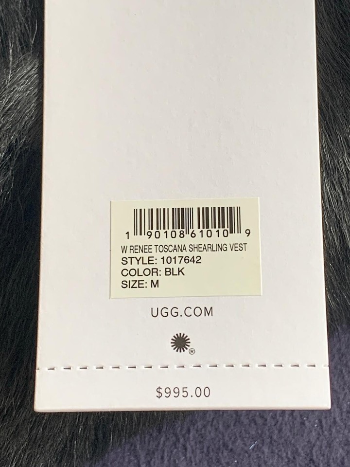 $995 UGGS SHEARLING/FUR VEST/JACKET RENEE TOSCANA SLEEVELESS M BLACK ...