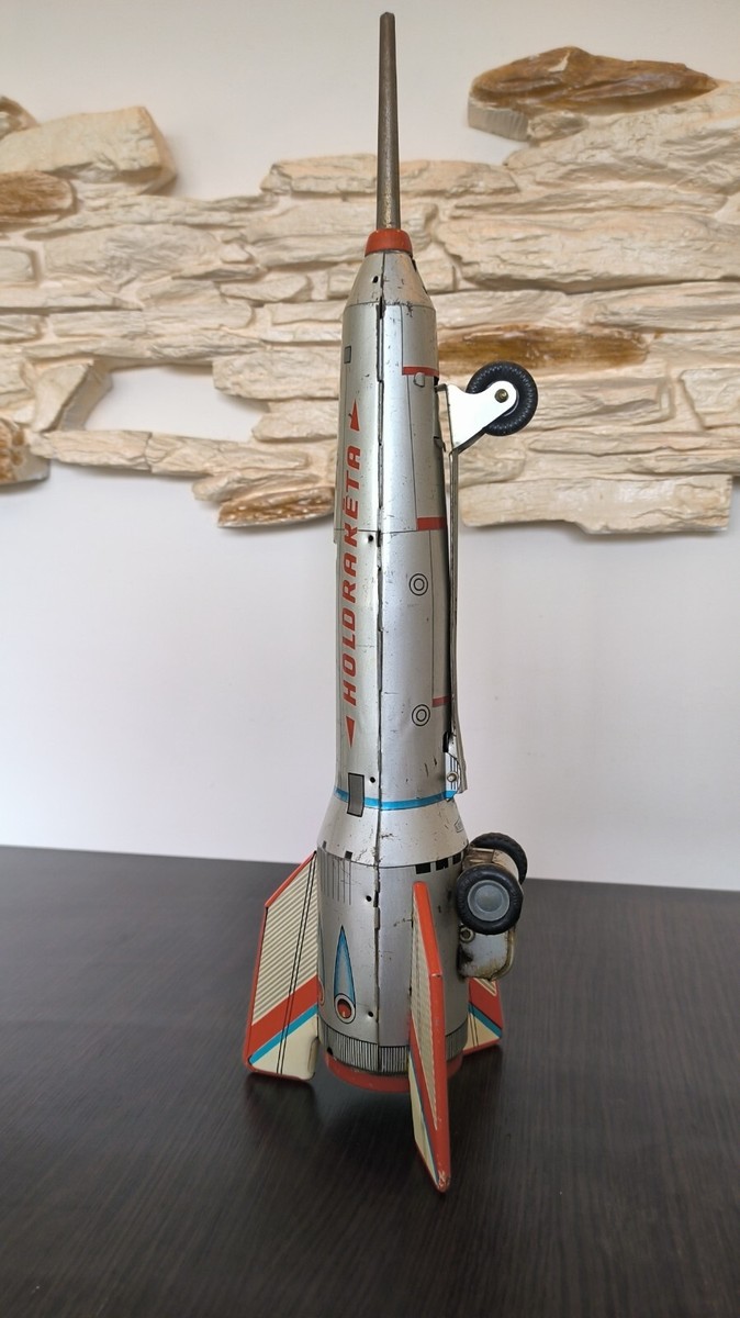 Vintage Toy Launching Rocket By Canonto Space Art Classic Rocket Decor