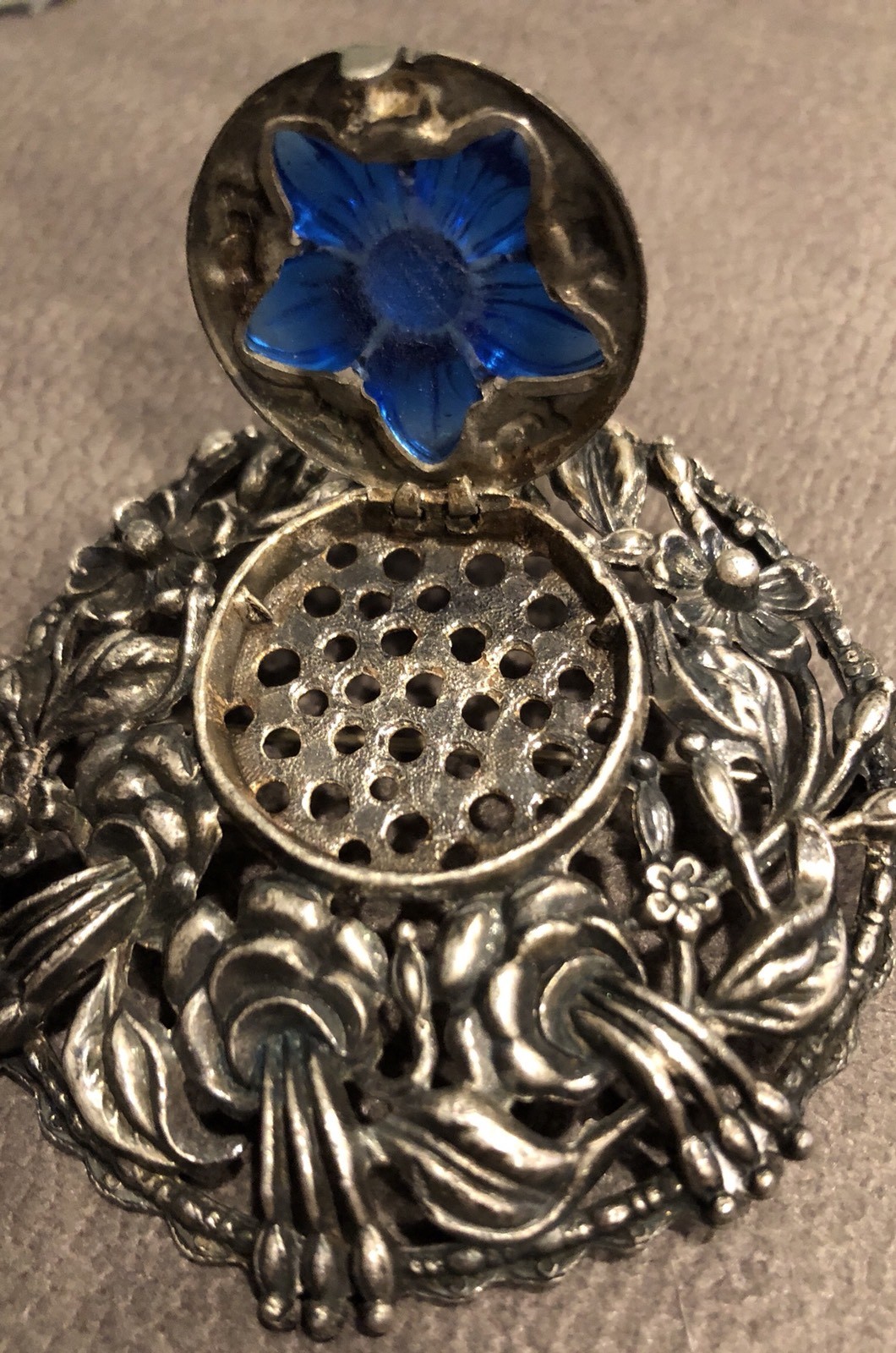 Vintage 1940’s Czech Silver Plate Pomander Pendant Brooch Pin-Estate | eBay