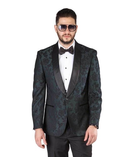 Slim Fit 1 Button Tuxedo Shawl Lapel Floral Jacket Dinner Blazer Coat ...