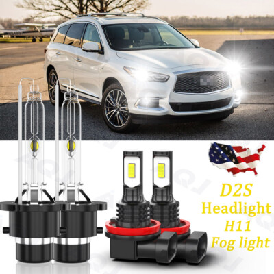 For Infiniti QX60 2014 2015-2017 4X HID LED Headlight Bulbs Hi/Lo+Fog ...