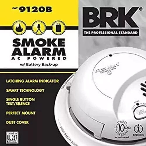 Smoke Alert 9120B Smoke Detector & Alarm, AC Powered With Battery ...