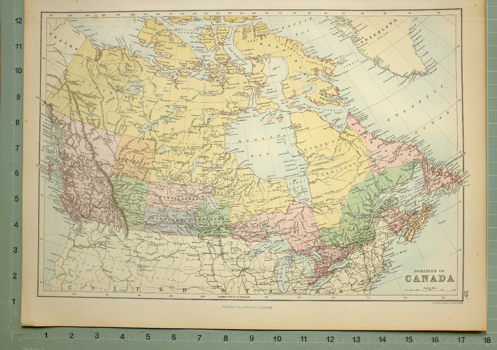 1890 ANTIQUE MAP ~ DOMINION OF CANADA ONTARIO MONTREAL NEWFOUNDLAND ...