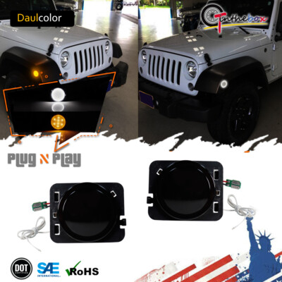 Smoked Lens Switchback LED Side Marker Signal Lights For 07-18 Jeep ...