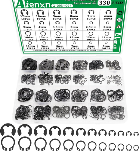 330PCS Snap Rings Assortment Kit, E Clips Assortment Kit (2MM-12MM) and ...