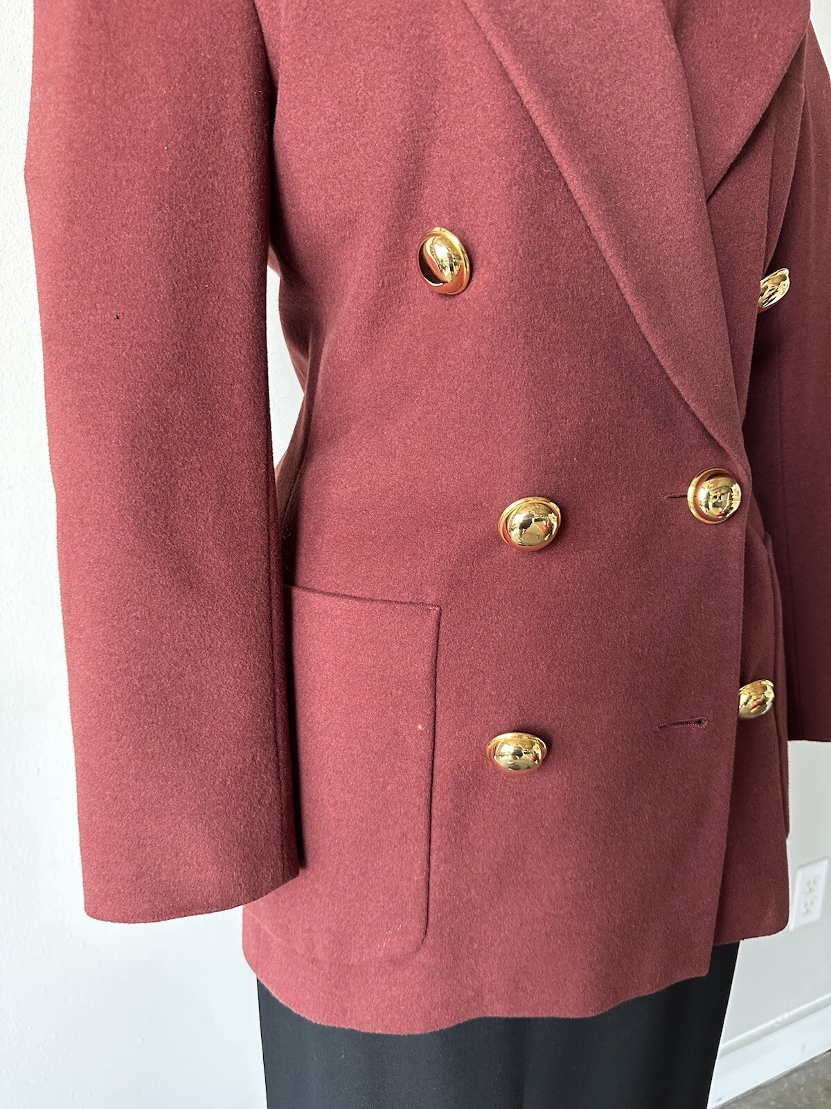 Vintage 90s Escada Margaretha Ley Maroon Double Breasted Wool Jacket ...