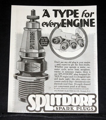 1917 OLD MAGAZINE PRINT AD, SPLITDORF SPARK PLUGS, A TYPE FOR EVERY ...