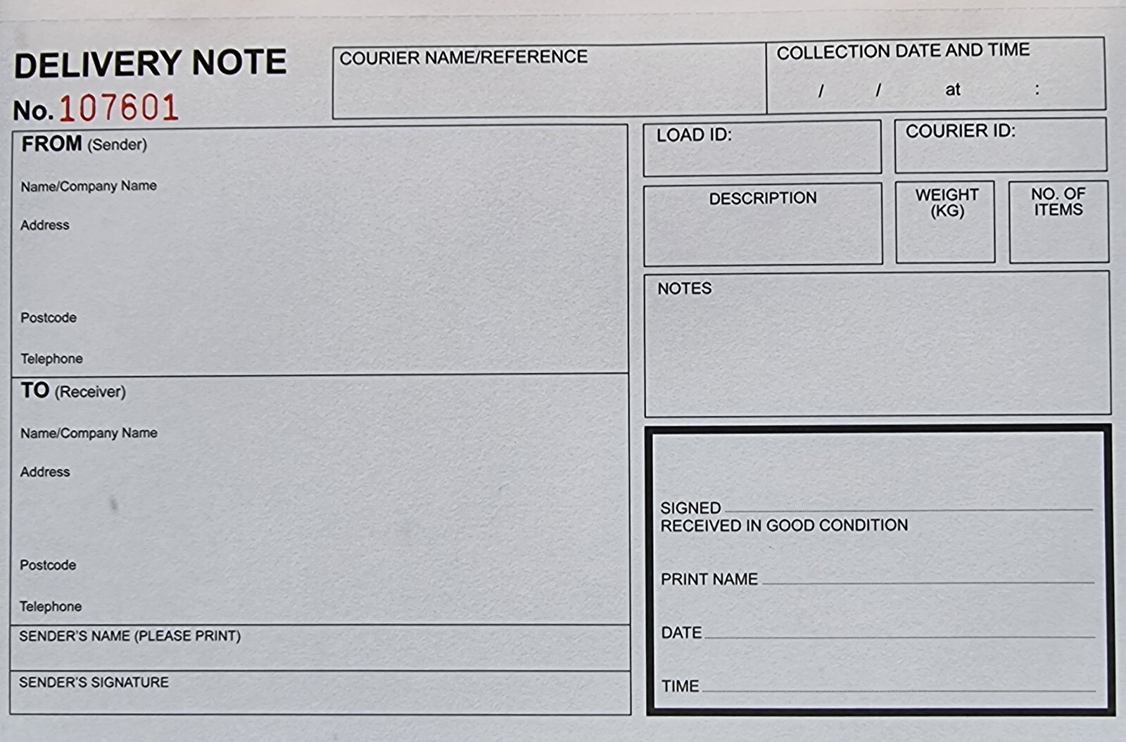 Delivery Note, POD Book, Courier Driver Delivery Note, BUY 4 GET 1 FREE ...