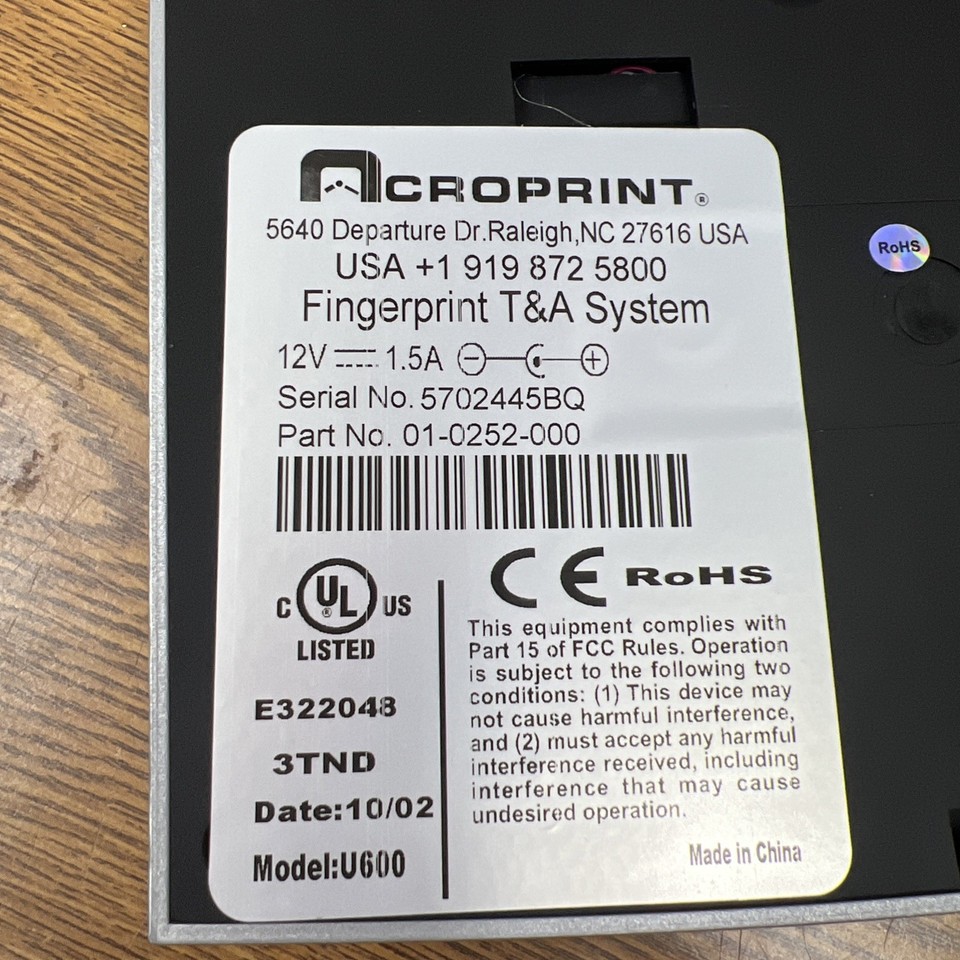 Acroprint TimeQplus biometric U600 fingerprint T&A Device 33297130020| eBay