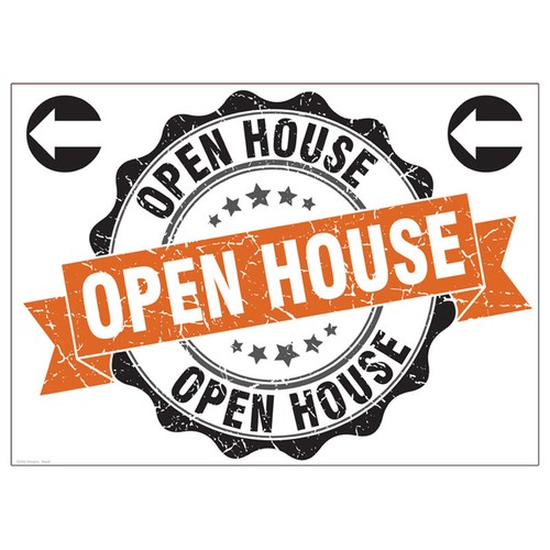 OPEN HOUSE ( LEFT ) Plastic Outdoor YARD SIGN Staked Standup Standee ...